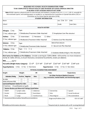 Fillable Online 2023 NYS School Health Exam Form Fax Email Print ...