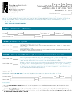 Fillable Online Investment Authorization & Direction Form Brokerage ...
