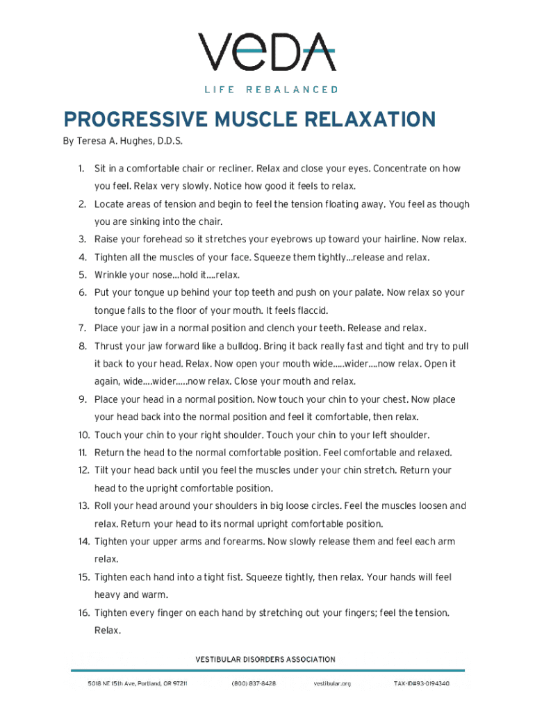 Fillable Online PROGRESSIVE MUSCLE RELAXATION Fax Email Print - pdfFiller
