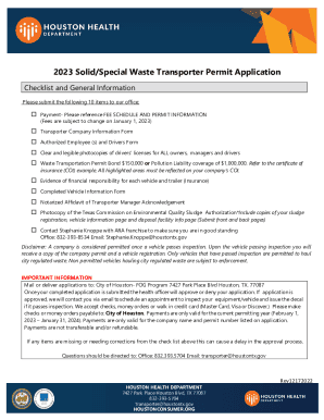 Fillable Online 2023 Solid/Special Waste Transporter Permit Application ...