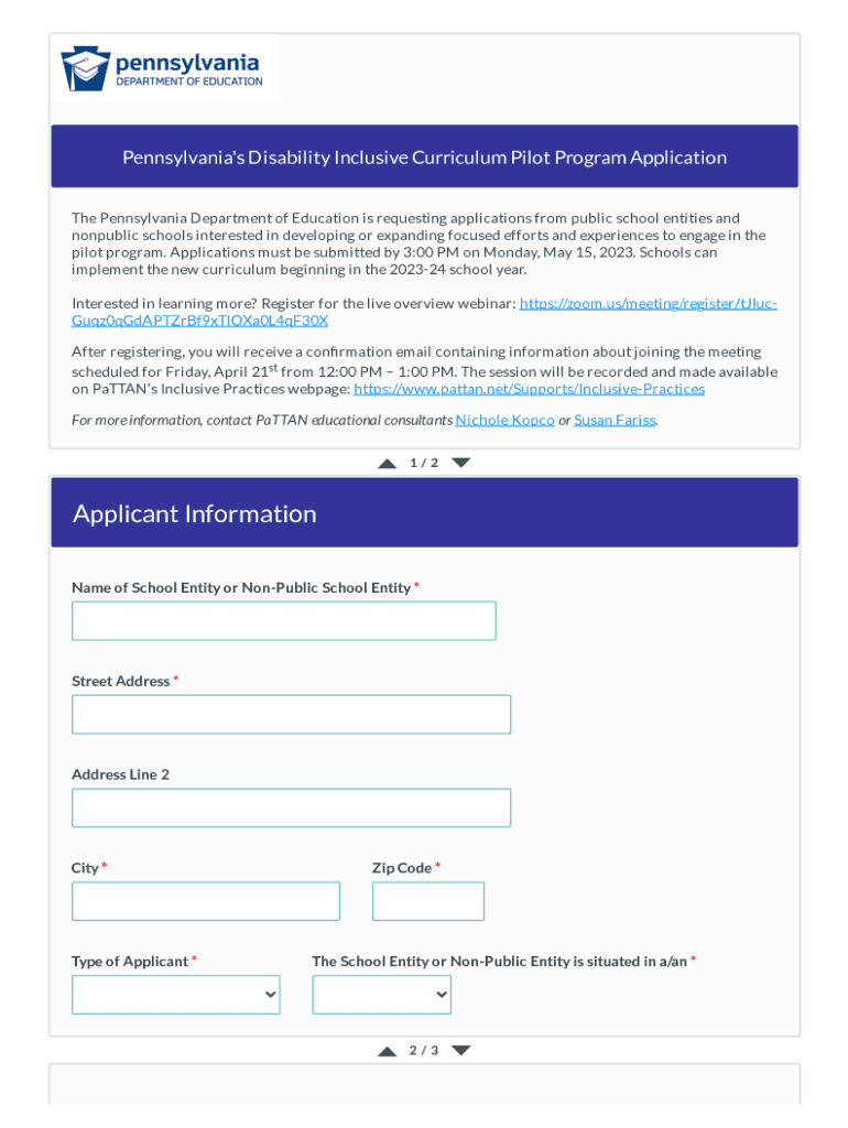Fillable Online Pa. Department of Education launches disability ...