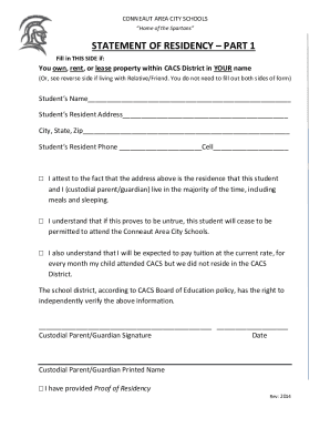 Fillable Online C Statement of Residency Part 1 and Part 2 Fax Email ...