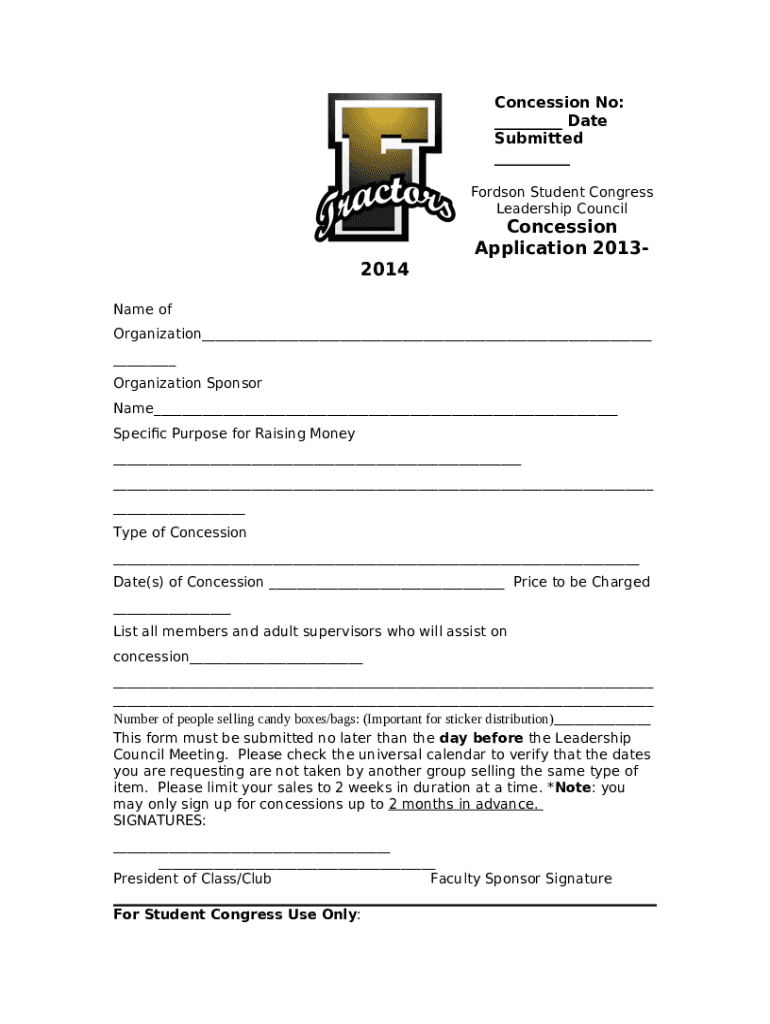 Concession No:Date Submitted Doc Template | pdfFiller