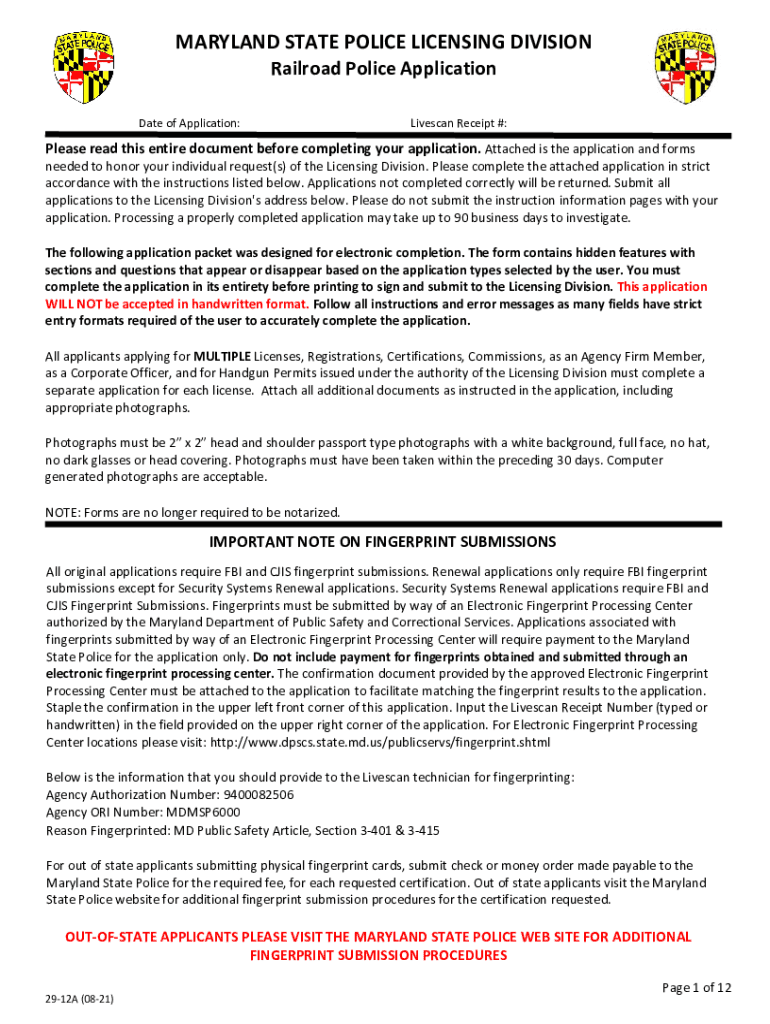 Fillable Online Private Detective Certifications - Maryland State ...