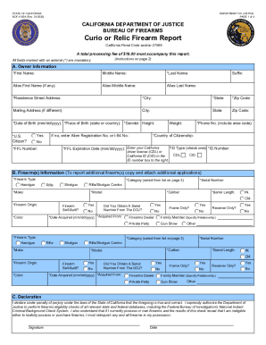 Fillable Online oag ca Curio or Relic Firearm Report - California ...