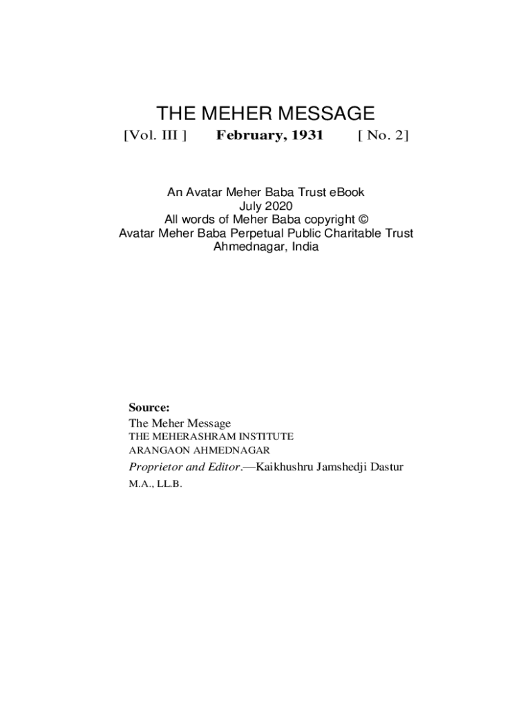 Fillable Online Tales of Meher Baba's Love Fax Email Print - pdfFiller