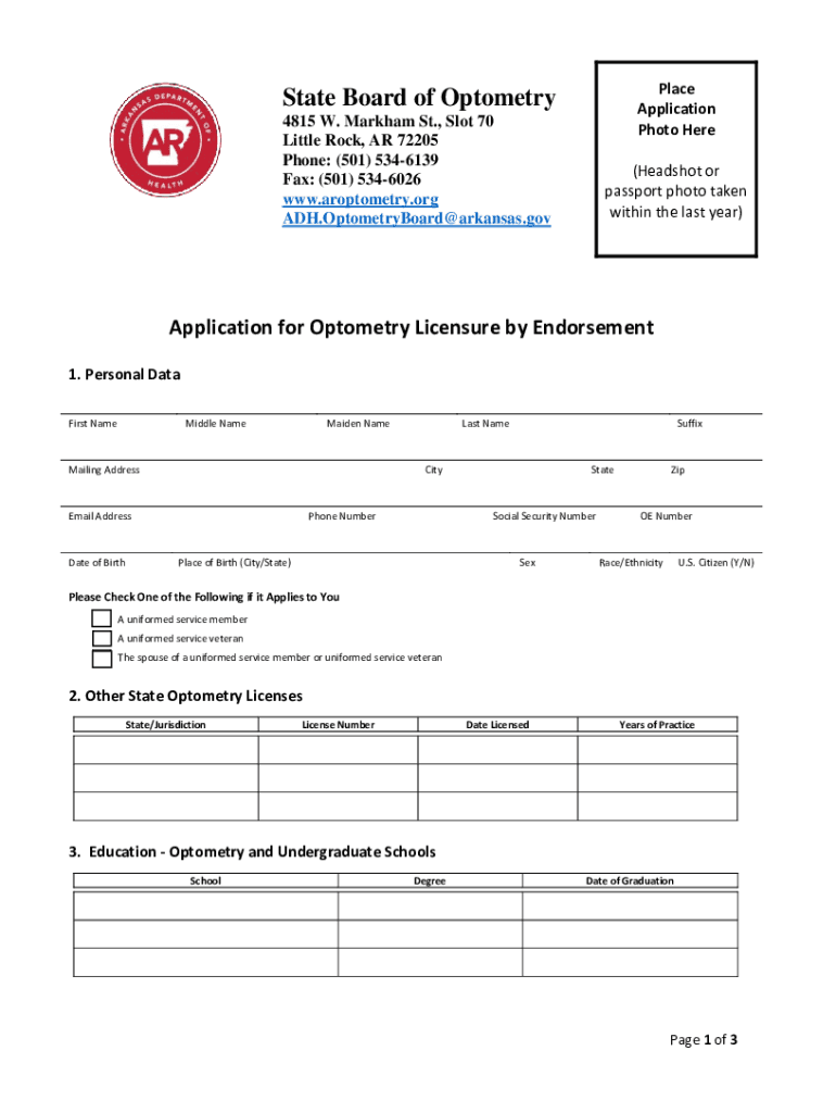 Fillable Online State Board of Optometry Fax Email Print - pdfFiller