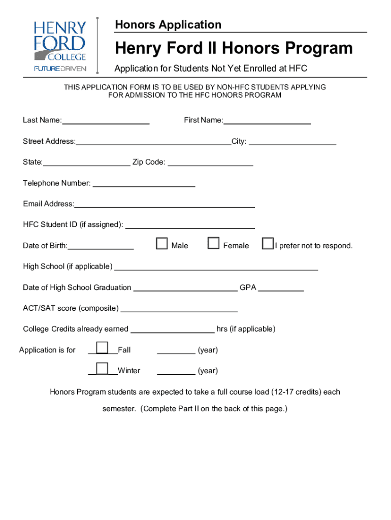 Fillable Online ApplicationPlan II Honors ProgramLiberal ArtsUT ...