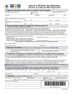 Fillable Online Class D and M Road Test Information Sheet Fax Email ...