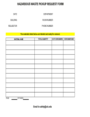 Fillable Online HazWaste Pickup Request Form Fax Email Print - pdfFiller