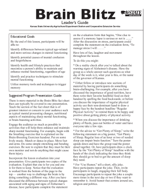 Fillable Online Brain Blitz Leader's Guide Educational Goals Fax Email ...