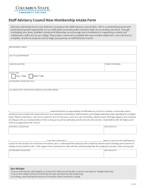 Fillable Online Staff Advisory Council New Membership Intake Form Fax ...