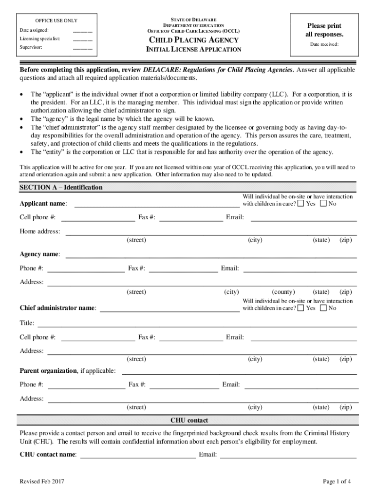 Fillable Online regulations delaware Title 391 Children's Services ...