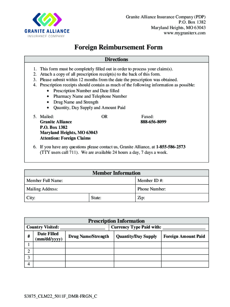 Fillable Online Reimbursement Form Directions Member Information You did ... Fax Email Print ...