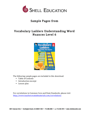 Fillable Online Vocabulary Ladders Understanding Word Nuances Level 6 Fax Email Print - pdfFiller