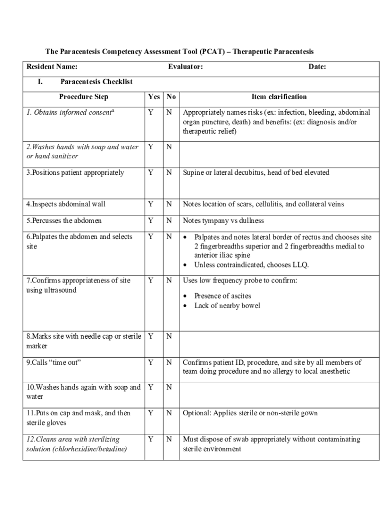 Fillable Online Abdominal paracentesis: use of a standardised procedure ...