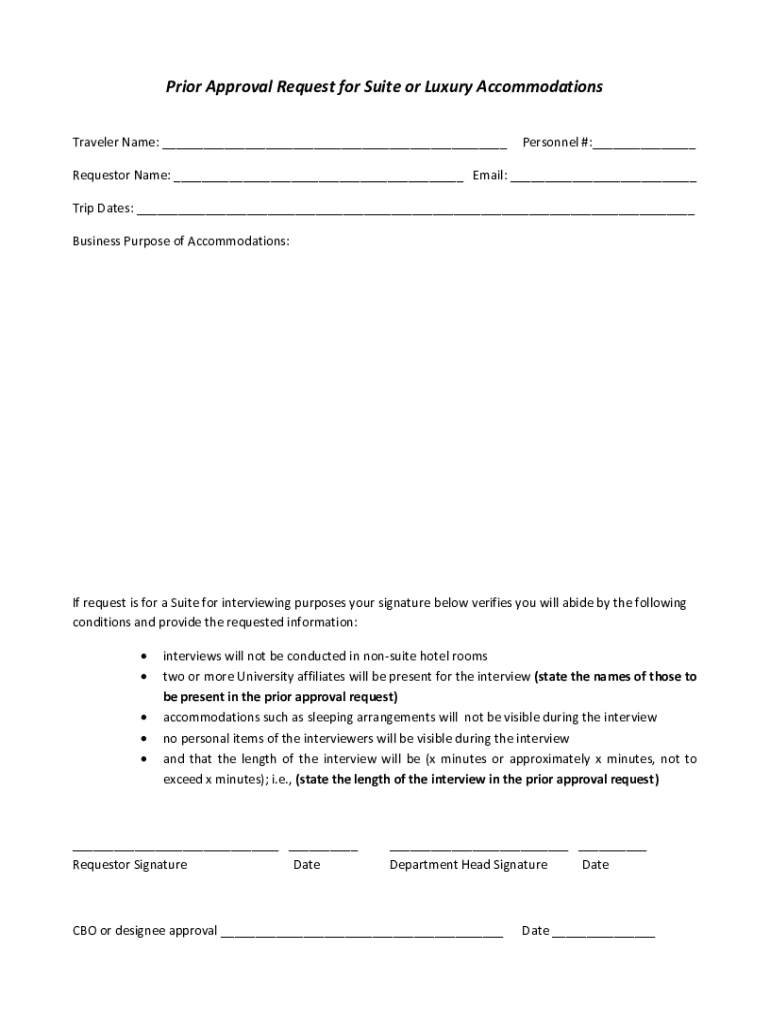 Fillable Online budget utk Prior Approval Request for Suite or Luxury ...