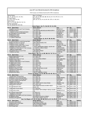 Fillable Online June 2017 List of Banks Examined for CRA Compliance Fax Email Print - pdfFiller