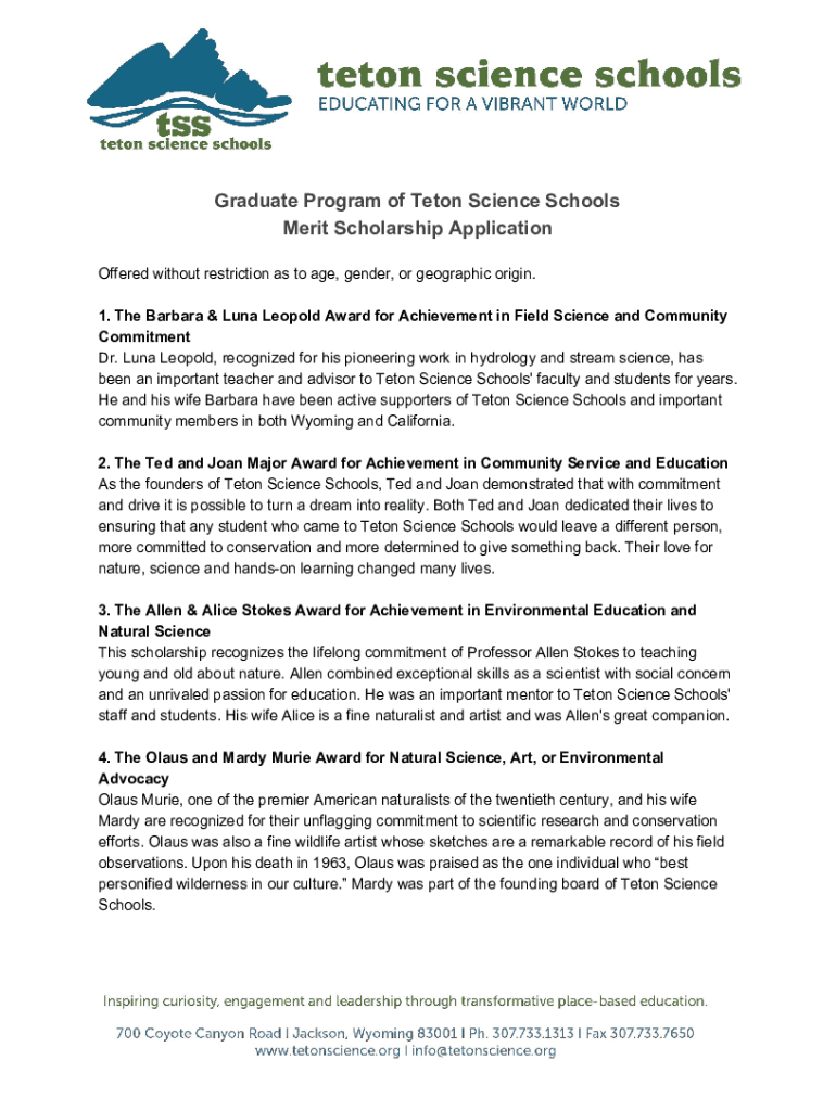 Fillable Online tss-graduate-program-merit-scholarship-application.pdf ...