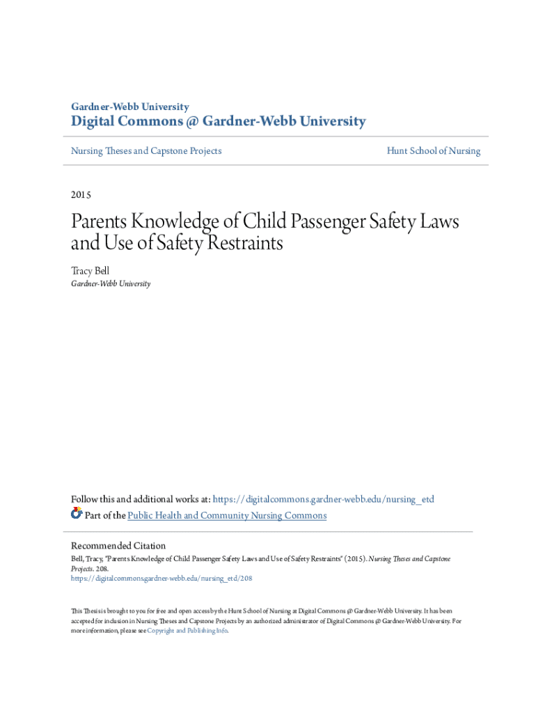 Fillable Online Parents Knowledge of Child Passenger Safety Laws and ... Fax Email Print - pdfFiller