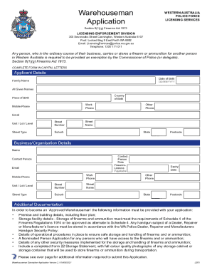 Fillable Online western australia police force - licensing services Fax ...