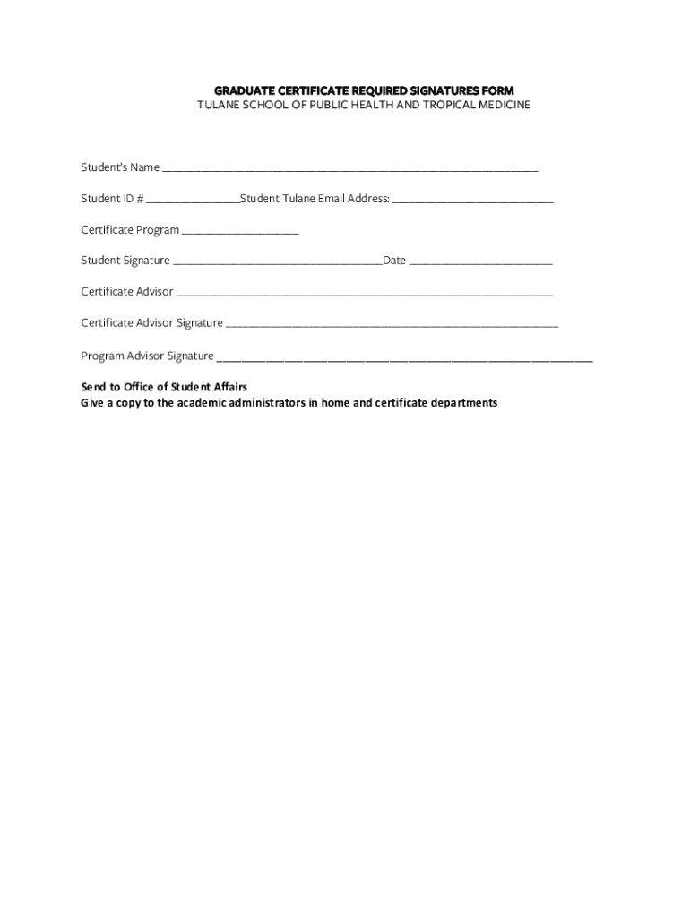 Fillable Online graduate certificate required signatures form Fax Email ...