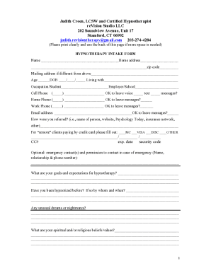 Fillable Online Hypnotherapy Intake & Consent Forms.docx Fax Email ...