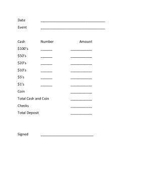 Fillable Online Total Cash and Coin Fax Email Print - pdfFiller