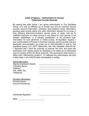 Fillable Online Letter of AgencyAuthorization to Access Fax Email Print ...
