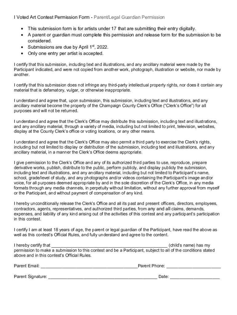 Fillable Online Art Contest Voting Form Template Fax Email Print ...