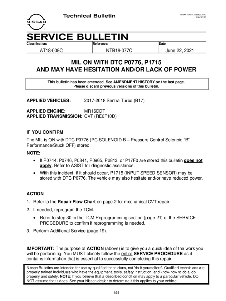 Fillable Online mil on with dtc p0776, p1715 may have hesitation and/or Fax Email Print - pdfFiller