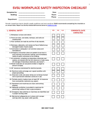 Fillable Online Workplace Inspection Checklist Building / Shop Fax ...