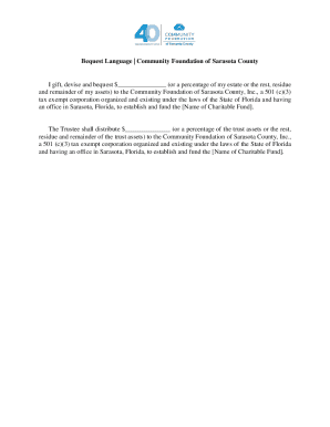 Fillable Online SAMPLE BEQUEST LANGUAGEGift Planning Fax Email Print ...