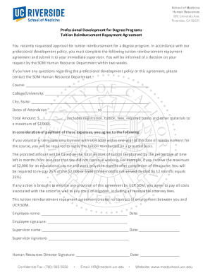 Fillable Online Tuition Reimbursement Repayment Agreement Fax Email ...
