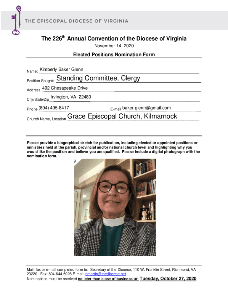 Fillable Online Standing Committee, Clergy Grace Episcopal Church ...