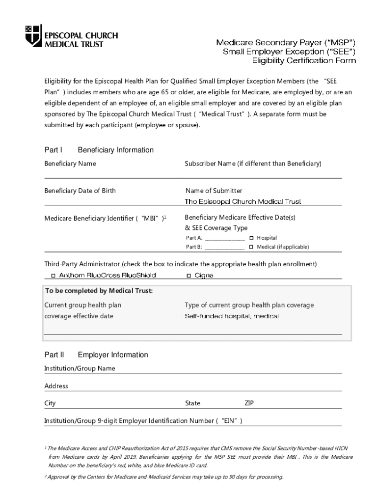 Fillable Online Part I Beneficiary Information Part II Employer ...