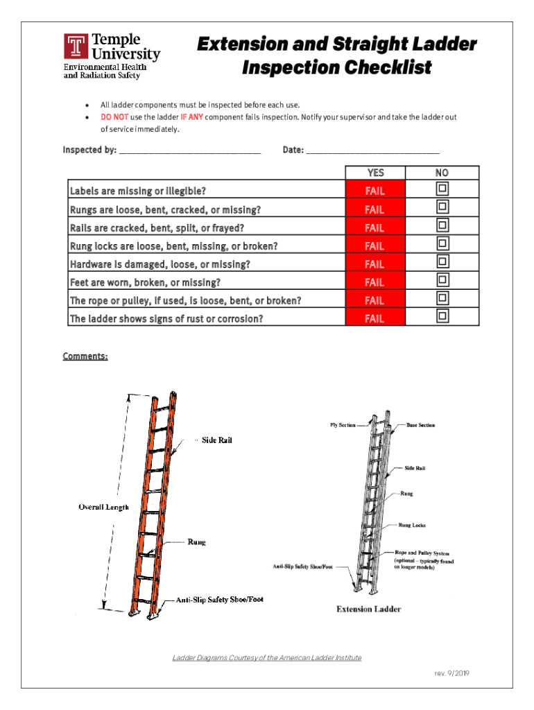 Fillable Online campusoperations temple Extension and Straight Ladder ...