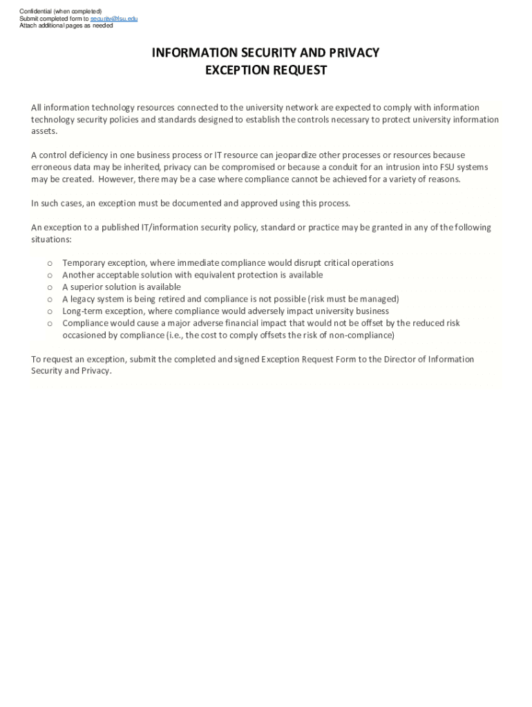 Fillable Online its fsu Information Privacy Standard - FSU ITS - Florida State University Fax ...