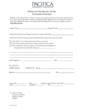 Fillable Online Petition-For-One-Quarter-No-Fee-Extension-Form Fax Email Print - pdfFiller