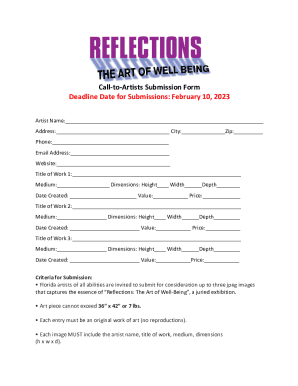 Fillable Online Reflections Artist Form and Criteria.docx Fax Email ...