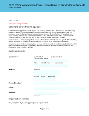 Fillable Online 2021/2022 Application Form - Donations to Fundraising ... Fax Email Print ...