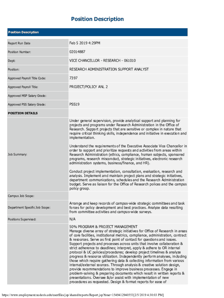 Fillable Online research ucdavis Position Description Form (PD-102-r89 ...
