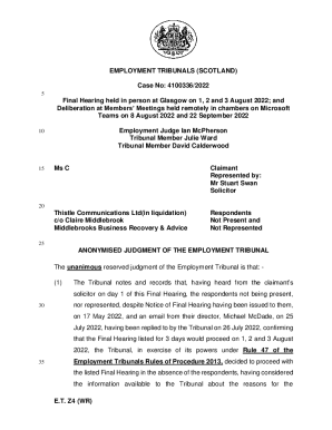 Fillable Online Disclosure of evidence in employment tribunal (Scotland ...