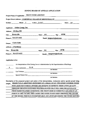 Fillable Online zoning board of appeals application checklist Fax Email ...