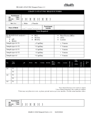 Fillable Online CHAIN 2 i-STAT POC REQUEST FORM ... Fax Email Print ...