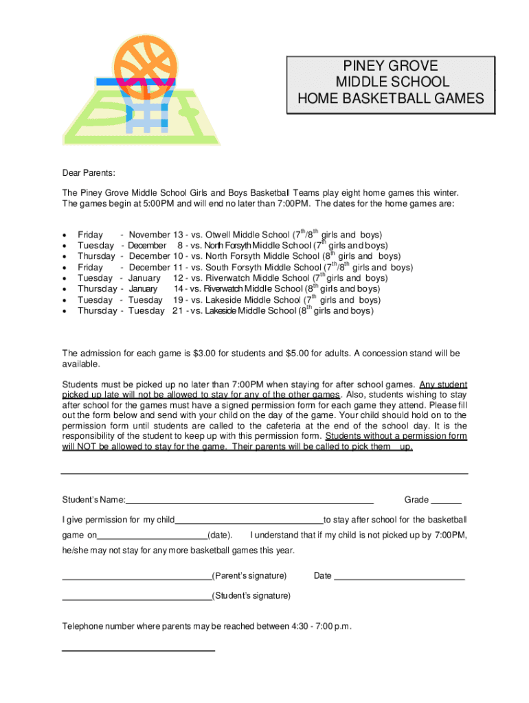 Fillable Online basketball permission form-pg 07-08.DOC Fax Email Print ...