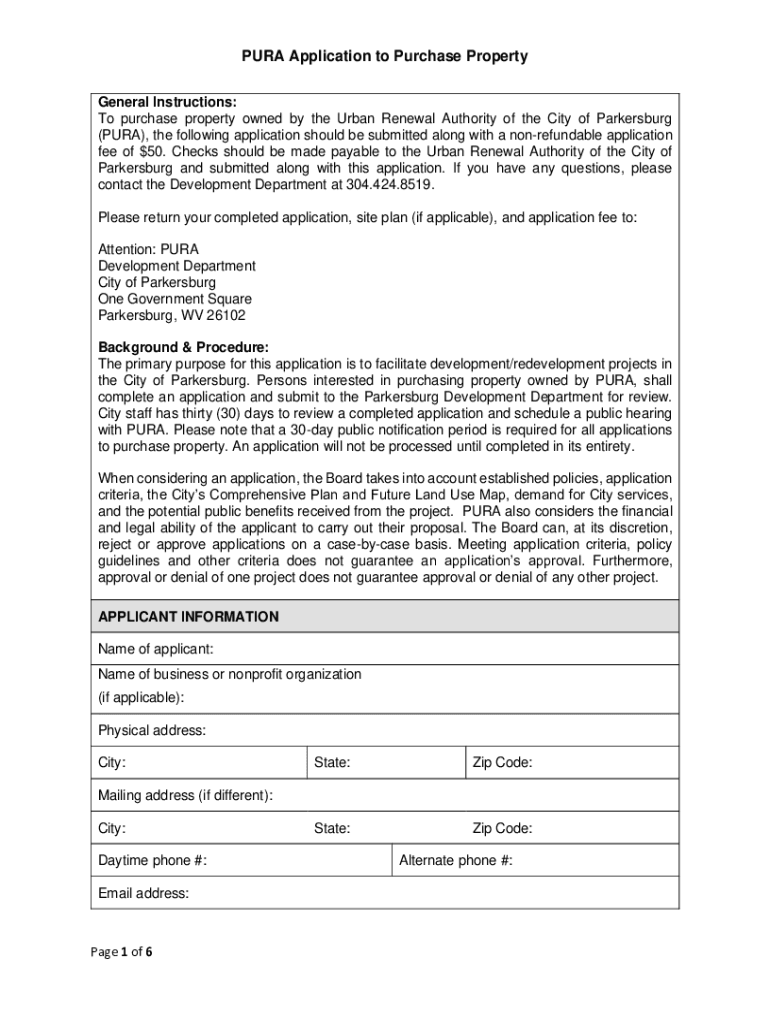Fillable Online PURA Application to Purchase Property Fax Email Print - pdfFiller