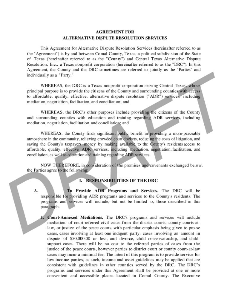 Fillable Online Alternative Dispute Resolution Services Agreement Fax Email Print - pdfFiller