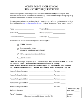 Fillable Online North Point High School Transcripts Request Form Fax Email Print - pdfFiller