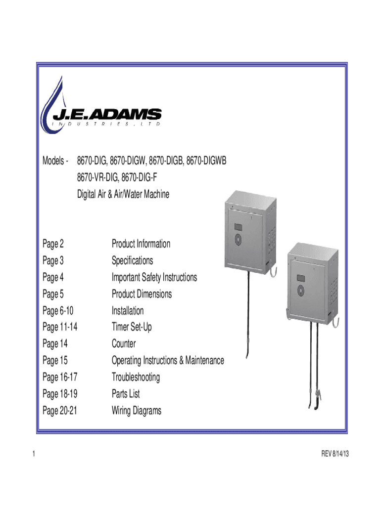 Fillable Online JE-Adams-8670-digpb-product-manual. ... Fax Email Print ...